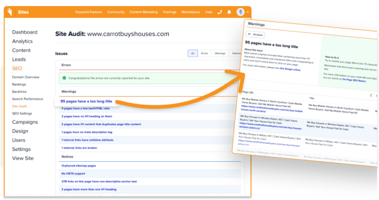 Site Audit | Identify Critical Site Issues | Carrot