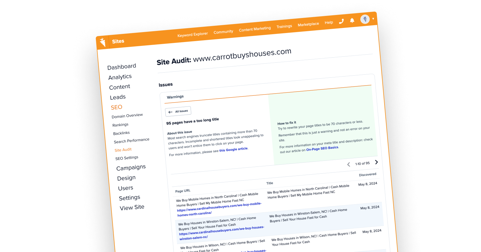 Site Audit | Identify Critical Site Issues | Carrot