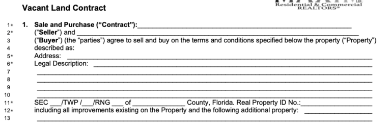 Florida Vacant Land Contract (Complete Guide)